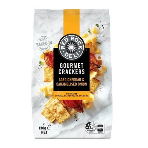 Red Rock Deli Aged Cheddar and Caramelised Onions Gourmet Crackers ...