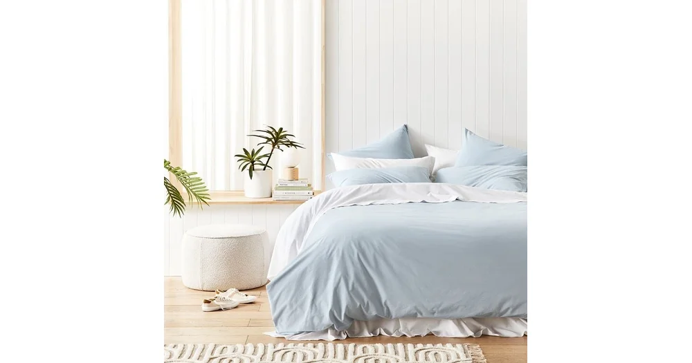 Adairs Stonewashed Cotton Ice Blue Quilt Cover Separates reviews ...