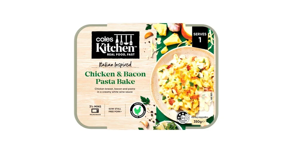 Coles Kitchen Chicken & Bacon Pasta Bake reviews | ProductReview.com.au