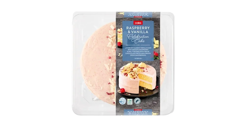 Coles Raspberry & Vanilla Celebration Cake reviews | ProductReview.com.au