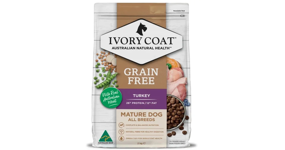 Ivory Coat Grain Free Mature All Breeds Dry Dog Food Turkey reviews ...