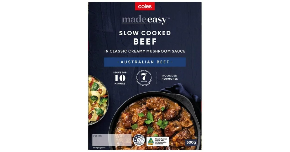 Coles Made Easy Slow Cooked Beef in Classic Creamy Mushroom Sauce ...