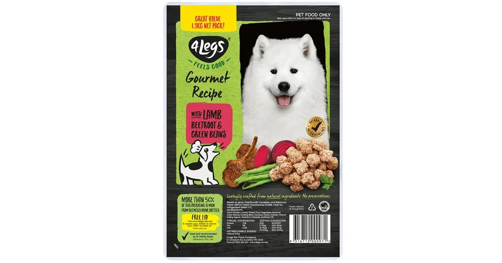 4Legs Natural Gourmet Recipe with Lamb, Beetroot and Green Beans ...