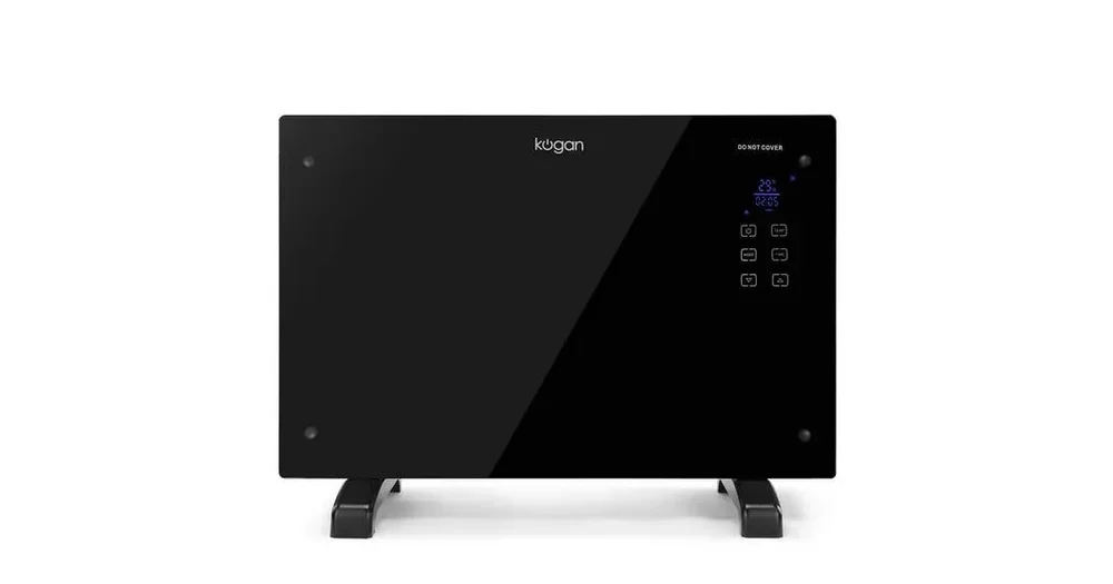Kogan 1500W Black Glass Portable Electric Panel Heater KAHTP15BLKA ...