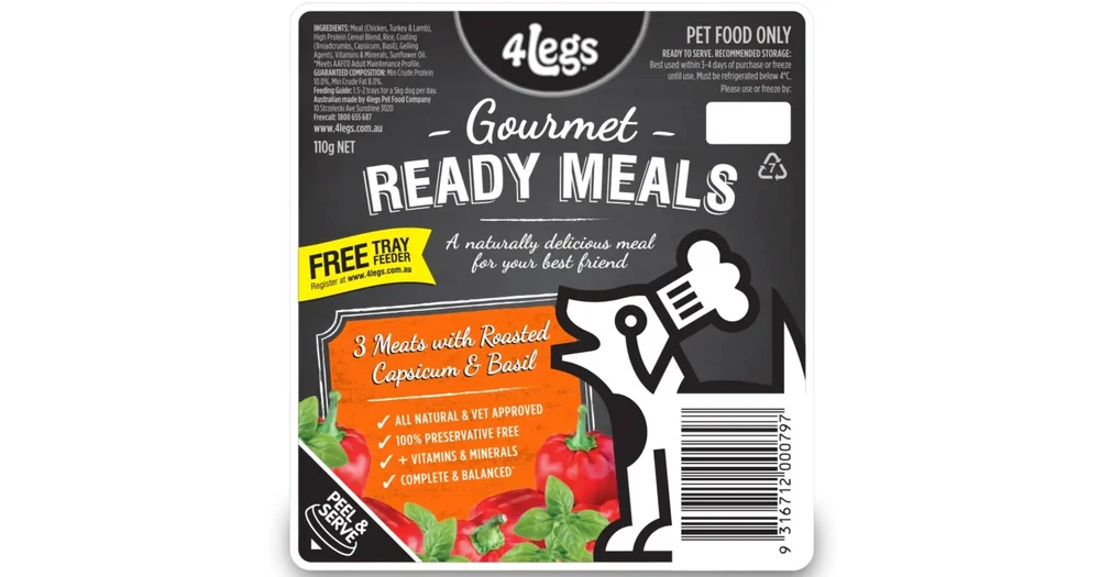4Legs Natural Gourmet Ready 3 Meats with Roasted Capsicum and Basil ...
