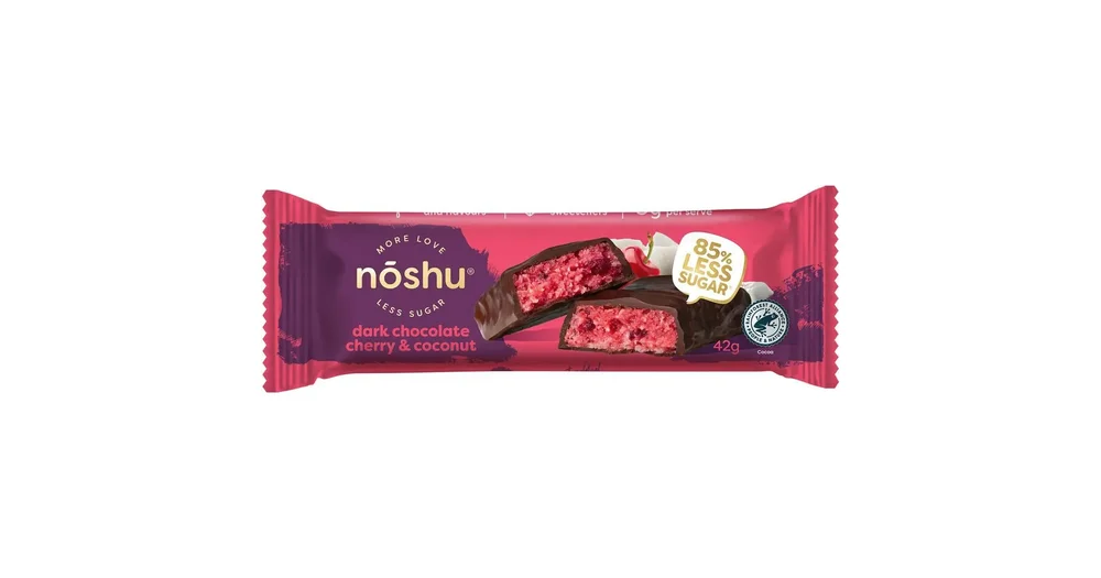 Noshu Dark Chocolate Cherry & Coconut Bar reviews | ProductReview.com.au