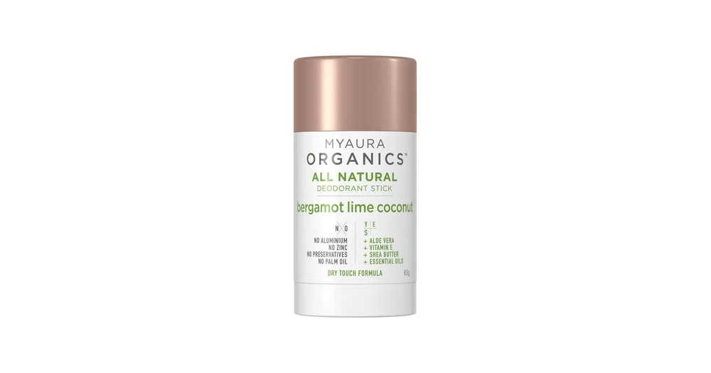 Myaura Organics All Natural Deodorant - Bergamot Lime Coconut ...