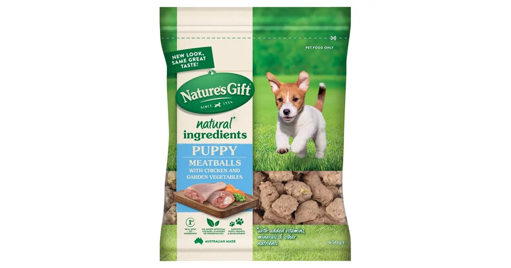 Nature's Gift Chilled Dog Food Puppy Meatballs with Chicken and Garden ...