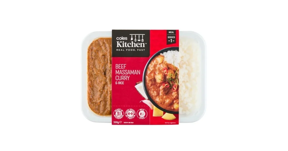 Coles Kitchen Beef Massaman Curry & Rice reviews | ProductReview.com.au