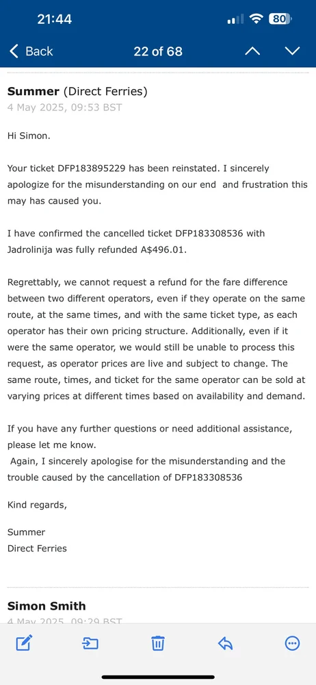 Direct Ferries reviews | ProductReview.com.au