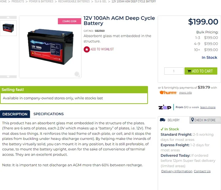 Powertech 12V 100Ah AGM Deep Cycle Battery reviews | ProductReview.com.au