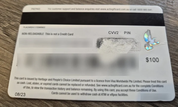 Activ Visa Prepaid Gift Card reviews | ProductReview.com.au