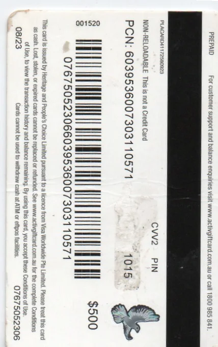 Activ Visa Prepaid Gift Card reviews | ProductReview.com.au