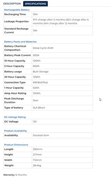 Powertech 12V 100Ah AGM Deep Cycle Battery reviews | ProductReview.com.au