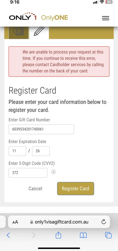 Only 1 Visa Gift Card reviews | ProductReview.com.au