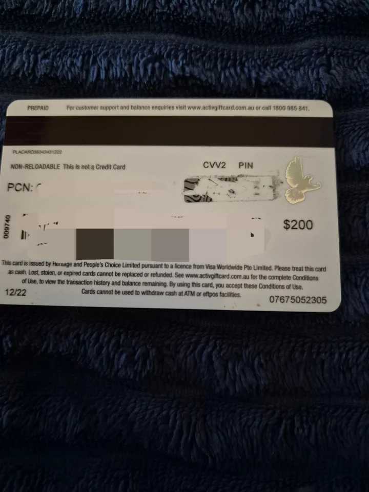 Activ Visa Prepaid Gift Card reviews | ProductReview.com.au