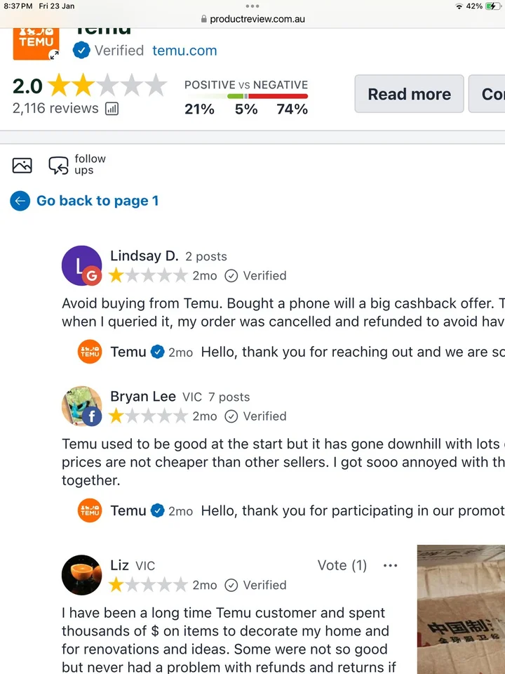 Temu reviews | ProductReview.com.au