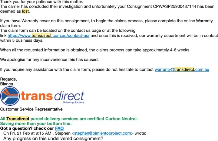 Transdirect reviews | ProductReview.com.au