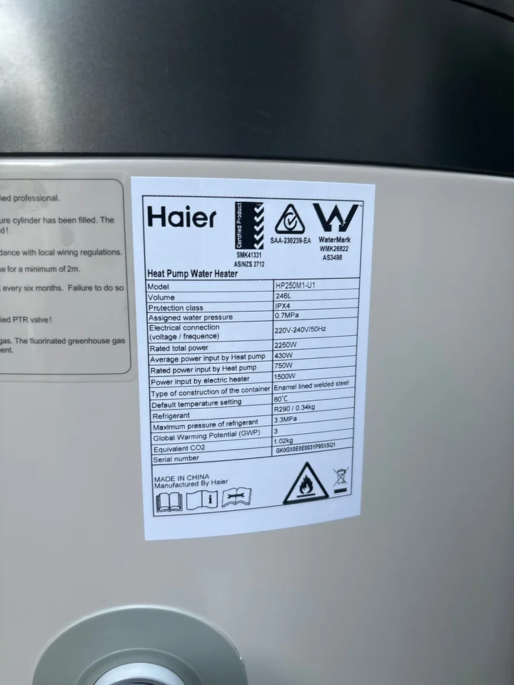 Haier Monoblock Heat Pump Water Heater reviews | ProductReview.com.au