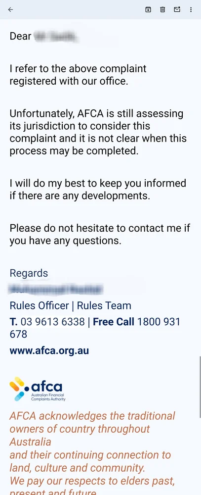 Australian Financial Complaints Authority (AFCA) reviews ...