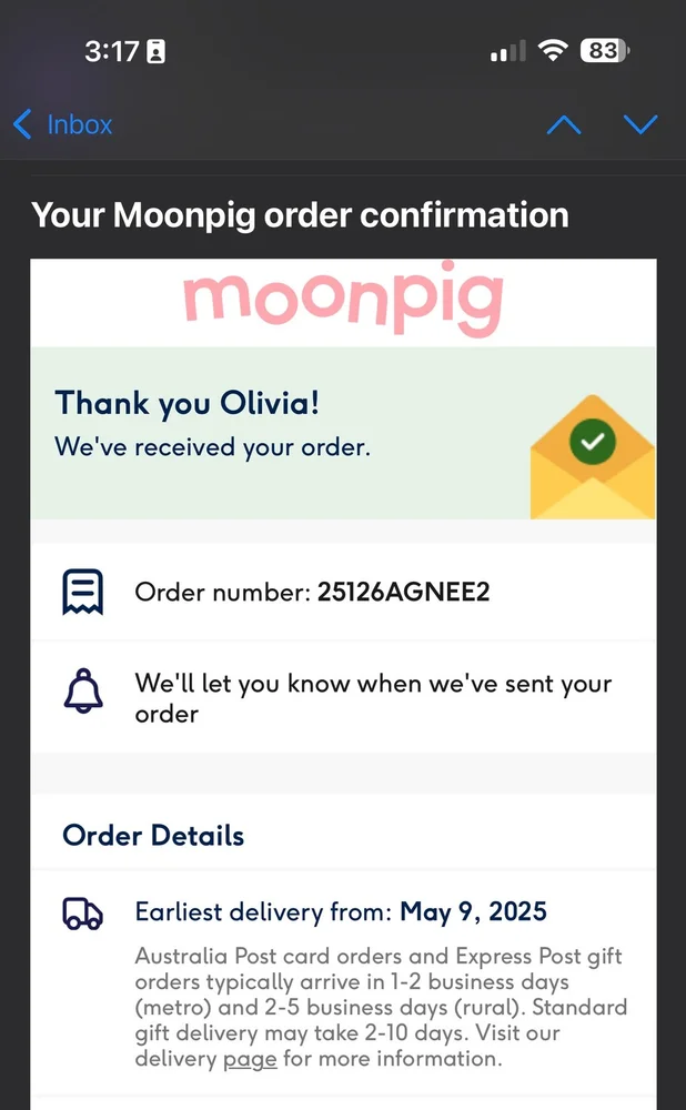 Moonpig Australia reviews | ProductReview.com.au