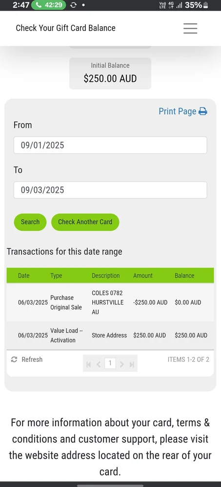 Activ Visa Prepaid Gift Card reviews | ProductReview.com.au