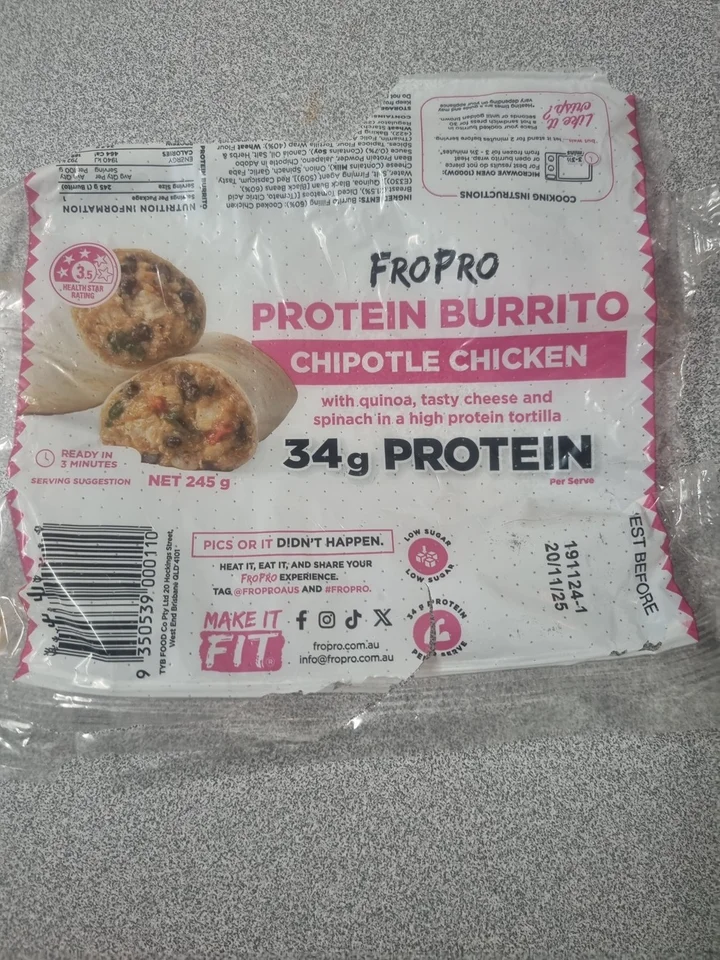 FroPro Protein Burrito Chipotle Chicken reviews | ProductReview.com.au